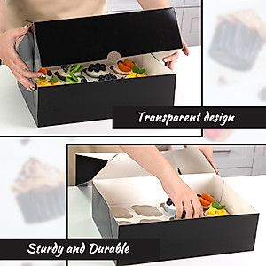VGOODALL 6PCS Cupcake Containers with Window, Black Cupcake Holder with Insert Pastry Box 12 Count Holding 72 Cupcakes for Birthday Holiday Party Bakery Supplies