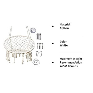 YRYM HT Hammock Chair - Hanging Chair for Bedroom Outdoor Swing Chair for Bedroom Teen Girl Gift Bohemian Style for Patio, Porch, Deck, Yard, Garden