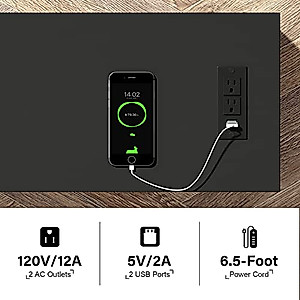 ChooChoo Narrow End Table with Charging Station, Side Table Living Room with USB Ports & Power Outlets and Hidden Drawer, 3-Tier Skinny Nightstand with 2 Open Storage Shelves for Small Place (Black)