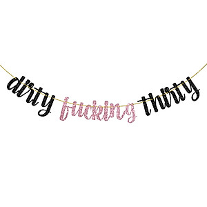 Dalaber Dirty Thirty Banner, Funny 30th Birthday Party Sign, Dirty 30 / Cheers to 30 Years, Girls Women 30th Birthday Party Decoration Bunting Garland Photo Booth Props