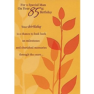 Embossed Deep Orange Flower Special Man 85th - Designer Greetings Birthday Card