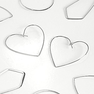 Humble Chic Heart Hoop Earrings for Women - Hypoallergenic Lightweight Open Wire Threader Drop Dangles, 925 White - 1.4 inch