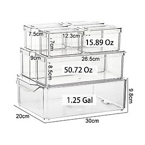 AionneWie 7-Piece Stackable Fridge Organizer Set - Clear Containers with Lids, Perfect for Organizing Vegetables, Fruits, Food, and Drinks