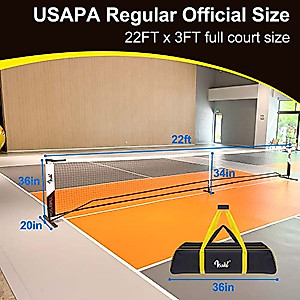 Pickleball Nets Portable Outdoor 22FT Regulation Size Pickleball Set with Net for Driveway Indoor Backyard (1 Net, 4 Paddles, 4 Balls, 1 Carrying Bag)
