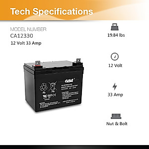 Casil 12V 33Ah Replacement Battery Compatible with Hoveround MPV1 MPV2 MPV3 MPV4 MPV5 Battery Jazzy 1103 45976 UB UPS12-150MR LC-LA1233P EP33-12 PR UPS12-150MR LC-LA1233P EP33-12 PRC1235 2 Pack