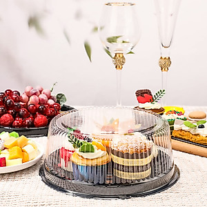 Nuanchu 24 Pieces 8 Inch Disposable Cake Containers with Lids Plastic Serving Tray Clear Platters with Clear Lids Round Disposable Cake Holder for Storing Party Takeout Food Catering Display
