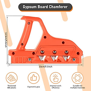Plasterboard Fast Cutter, Precise 45° 60° Gypsum Board Chamferer with 10 Blades, Plastic Plasterboard Edger, Drywall Edge Hand Cutting Tool, Woodworking Hand Plane Tool for Drywall Chamfer (45°)