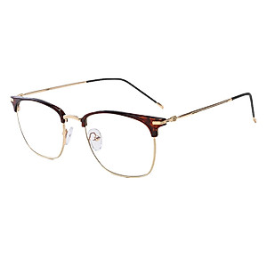 Shiratori Vintage Retro Half Frame Horn Rimmed Optics 43mm Clear Lens Glasses Brown