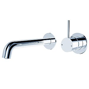 ZUKKI Copper Bathroom Fixtures Vanity Vessel Sink Faucet Wall Mounted Brass Basin Mixer Taps Sink Mixer Tap Bathroom Faucets Hot and Cold Spout Sink Rough Valve Bathtub Faucet Polished Chrome