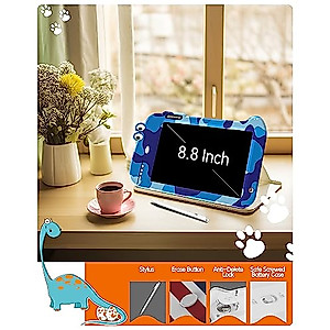 VNVDFLM 8.8 Dino LCD Writing Tablet for Kids Doodle Board Drawing Pad Birthday Gifts for 3 4 5 6 7 8 Year Old Boys and Girls (Blue Camo)