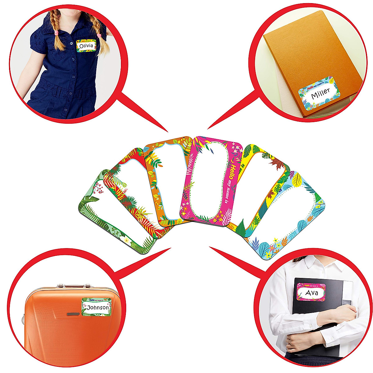 300 Pcs Name Tag Label Sticker in 6 Designs with Perforated Line for School Office Home (3.5"x2.2" Each) …