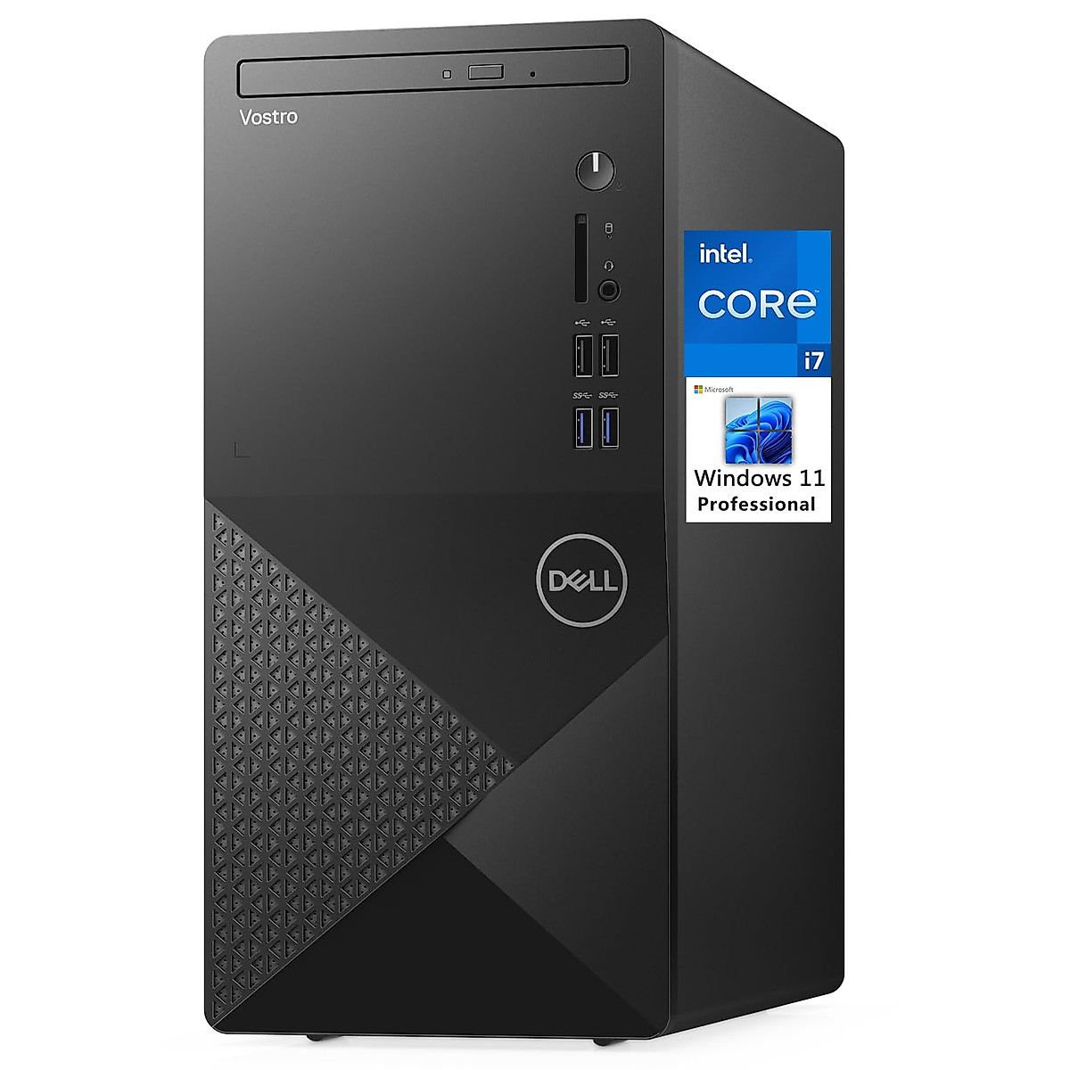 Dell Vostro 3888 3000 Tower Business Desktop Computer, Intel Octa-Core i7-10700 up to 4.8GHz, 32GB DDR4 RAM, 1TB PCIe SSD + 1TB HDD, DVDRW, 802.11AC WiFi, Bluetooth, Keyboard & Mouse, Windows 11 Pro
