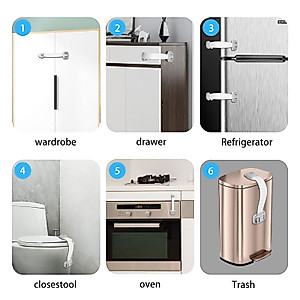 Baby Proofing Cabinet Lock,10 Pack Child Safety Latches Lock Multi-Purpose for Fridge,Furniture, Kitchen, Ovens, Toilet Seats (with 10 Extra Strong Adhesives) No Screws & Magnets Required