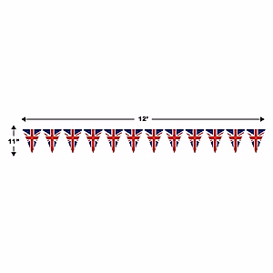 Beistle Union Jack Pennant Banner, 11" x 12', Red/White/Blue,59853