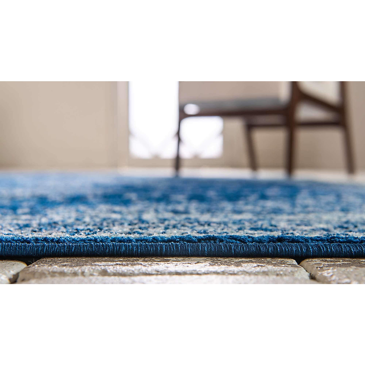 Unique Loom Bromley Collection Area Rug - Midnight (7' 10" Round, Navy Blue/ Ivory)