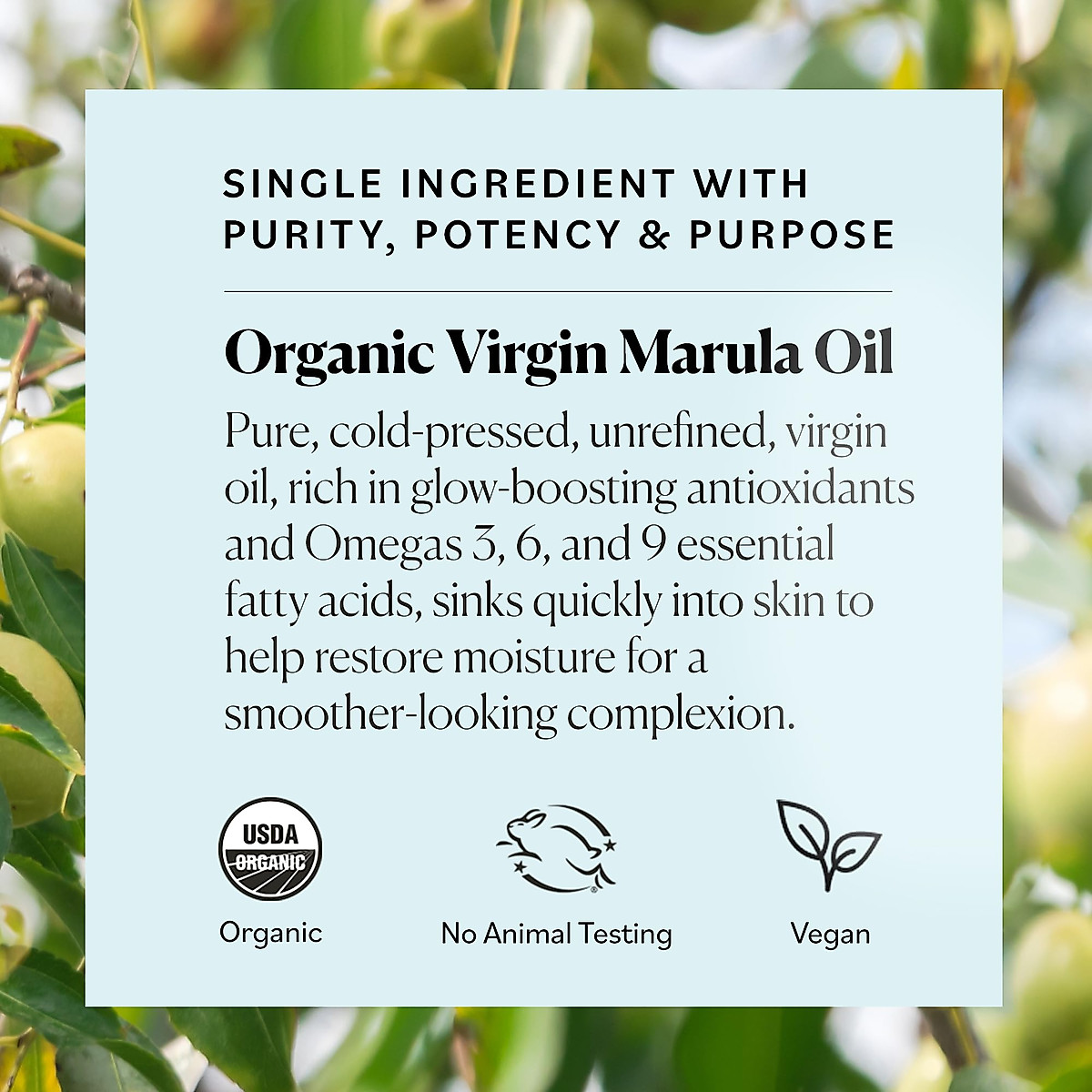 Sky Organics Organic Marula Oil for Face 100% Pure & Cold-Pressed USDA Certified Organic to Replenish, Balance & Boost Glow, 1 fl. Oz