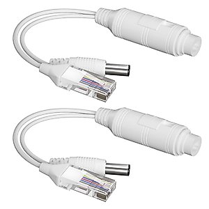 Scodeno 2-Pack Active 48V to 12V Waterproof PoE Splitter, IEEE 802.3af Compliant 10/100Mbps Power Over Ethernet Splitter Adapter for IP Camera, White