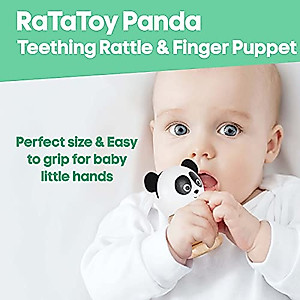 Kipod Baby Rattle – Cute Panda Wooden Baby Toy – All-Natural and Safe Material Wooden Rattle – Stimulates Sound, Movement, Focus – Premium Baby Teething Toy with Smooth Edges - baby Montessori toy 0-3