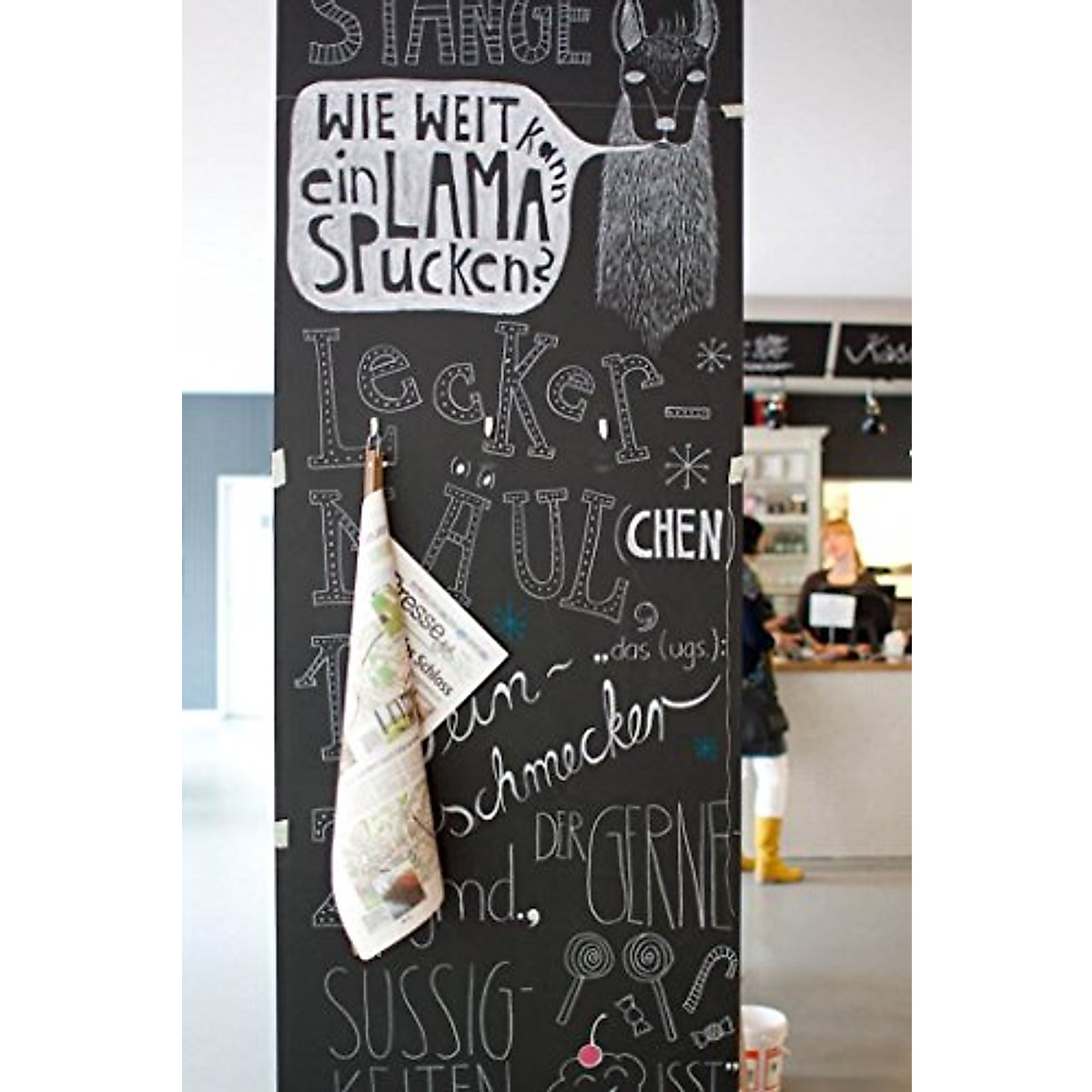 Artbits Large Chalkboard Adhesive Paper Roll (8 FEET) 5 Chalks Included - Peel & Stick Chalkboard Wallpaper for Walls, Tables, Schools, and Classrooms - Alternative to Blackboard Paint