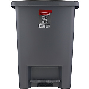 Rubbermaid Step-On Trash Can with Lid, 8.25-Gallon, Gray, Easy Clean Wastebasket for Home/Kitchen/Bedroom/Office