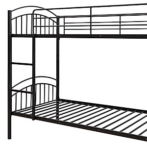 Metal Bunk Bed Frame for Kids, Twin Over Twin with headboard and Footboard (Black)