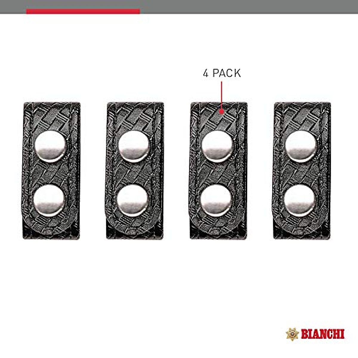 Bianchi AccuMold Elite 4-Pack 7906 Chrome Snap Belt Keepers (Basketweave Black), 2.25 Inches