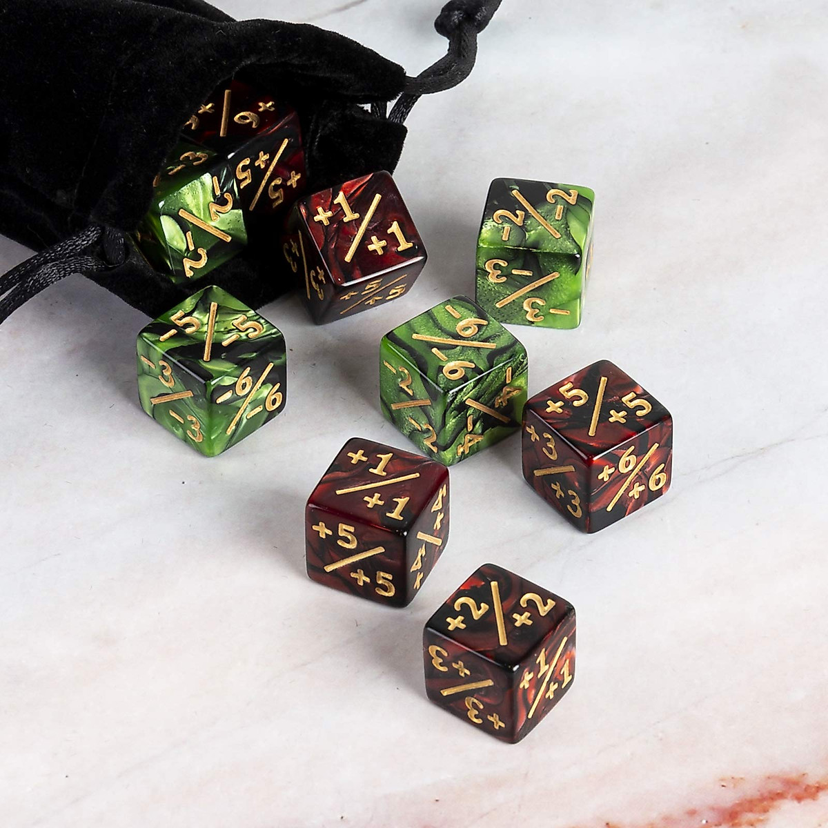 48 Pieces MTG Dice Counter Magic The Gathering Counters +1/+1 Dice Tokens Set Loyalty Life Gifts for Cards Gaming Accessories (Ruby, Emerald)