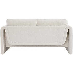 Meridian Furniture 198Cream-L Stylus Collection Modern | Contemporary Boucle Fabric Upholstered Loveseat with Rich Cream Boucle Fabric, Curved Arms, 64" W x 38" D x 31" H, Cream