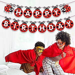 Ladybug Birthday Party Supplies Ladybug Birthday Banner, Cute Ladybird Bday Bunting Sign Ladybird Happy Birthday Banner for Ladybeetle Themed/Insect Theme Baby Shower Decorations