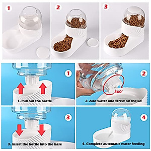 Automatic Gravity Cat Feeder & Water Dispenser 2 Pack in Set, Pet Gravity Self Feeding Bowl Station Dog Water Feeder 2L Waterer for Cats Small Medium Dog Puppy Kitten Squirrel Pets Animal