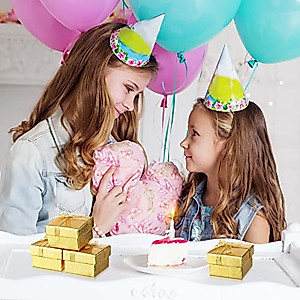 Kenning 36 Pcs Golden Ring Boxes Bulk Square Cardboard Jewelry Gift Boxes for Earring Necklaces with Bow for Proposal Engagement Wedding Birthday Anniversary, 2 x 2 x 1.4 Inch