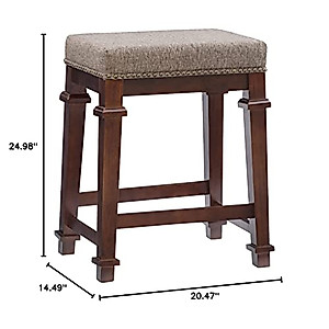 Linon Kennedy Backless Tweed, Brown Counter Stool,