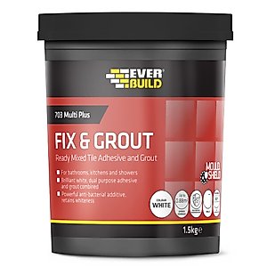 Everbuild 703 Fix and Grout Tile Adhesive, Brilliant White, 1.5 kg