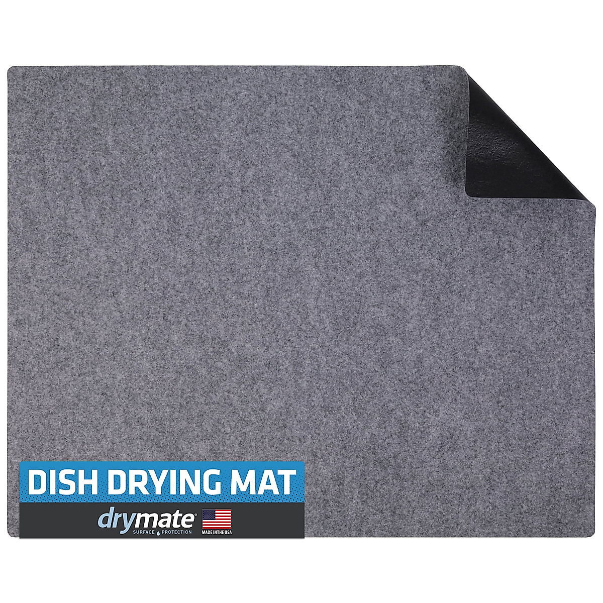 Drymate XL Dish Drying Mat, Oversized (19”x24”), Low-Profile, Super Absorbent, Quick Dry Fabric, Waterproof & Slip-Resistant, for Kitchen Counter, Trimmable, Easy to Clean (USA Made)(Light Grey)