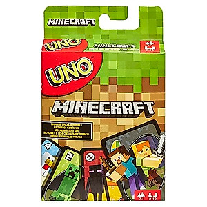 UNO Minecraft Card Game Videogame-Themed Collectors Deck 112 Cards With Character Images, Gift For Fans Ages 7 Years Old & Up
