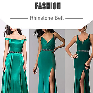 Dorchid Women's Beaded Skinny Belts Elastic Crystal Belts Long Buckle Waist Belt