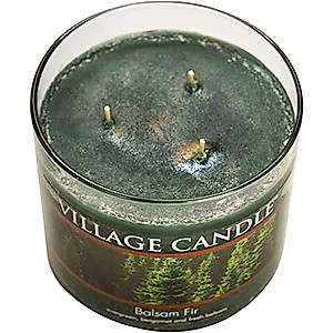 Village Candle Balsam Fir 17 oz Glass Bowl Scented Candle, Medium,Green
