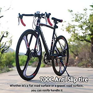 EUROBIKE Road Bike,21 Speed Bicycle with Disc Brake,700C Wheels Road Bikes for Men or Women,49cm/54cm Frame for Adult Cycling Bicycle…(3 Spoke Wheel, 54cm)