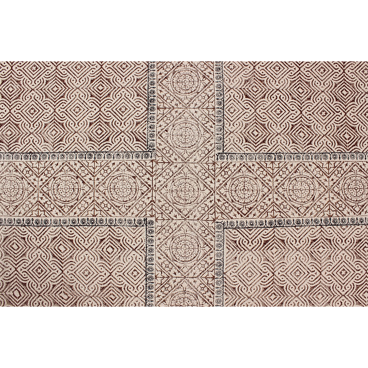 Casavani Hand Block Printed Hand Made Brown, Black Geometric Tassel Rug Cotton Easy Washable Rugs Floor Carpet for Doormat Entryway Living Room Bedroom Hallway Balcony 6x12 Feet Runner