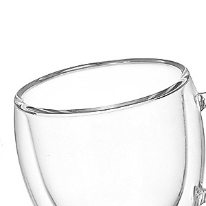 MISNODE Insulated Glass Coffee Mugs, 2pcs Double Walled Espresso Cup Double Wall Insulated Coffee Cup with Handle, Clear Borosilicate Glass Mug for Latte Cappuccino Tea Beverages Ice Coffee