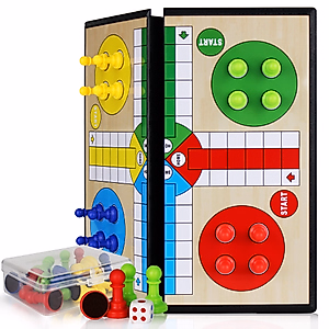 KIDAMI Ludo Magnetic Board Game Set, Children’s Family Ludo Learning Game for Kids and Adults（11.2X11.2 in ）