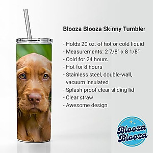 Wirehaired Vizsla Dog Puppy Photo Skinny Tumbler 20oz with Straw Insulated Water Bottle Gift