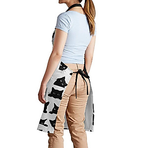 Black Cats Kitchen Aprons For Women Men Plus Size With 2 Pockets Waterproof Adjustable Neck Strap For Thanksgiving,Christmas,Cooking,Baking & Painting