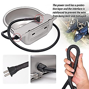 KHEARPSL Automatic Heated Water Bowl Heated Pet Dog Bowl Thermal-Bowl Livestock Water Trough Heated Waterer for Dog Cattle Horse Chicken Pig Goat (Flat Bottom)