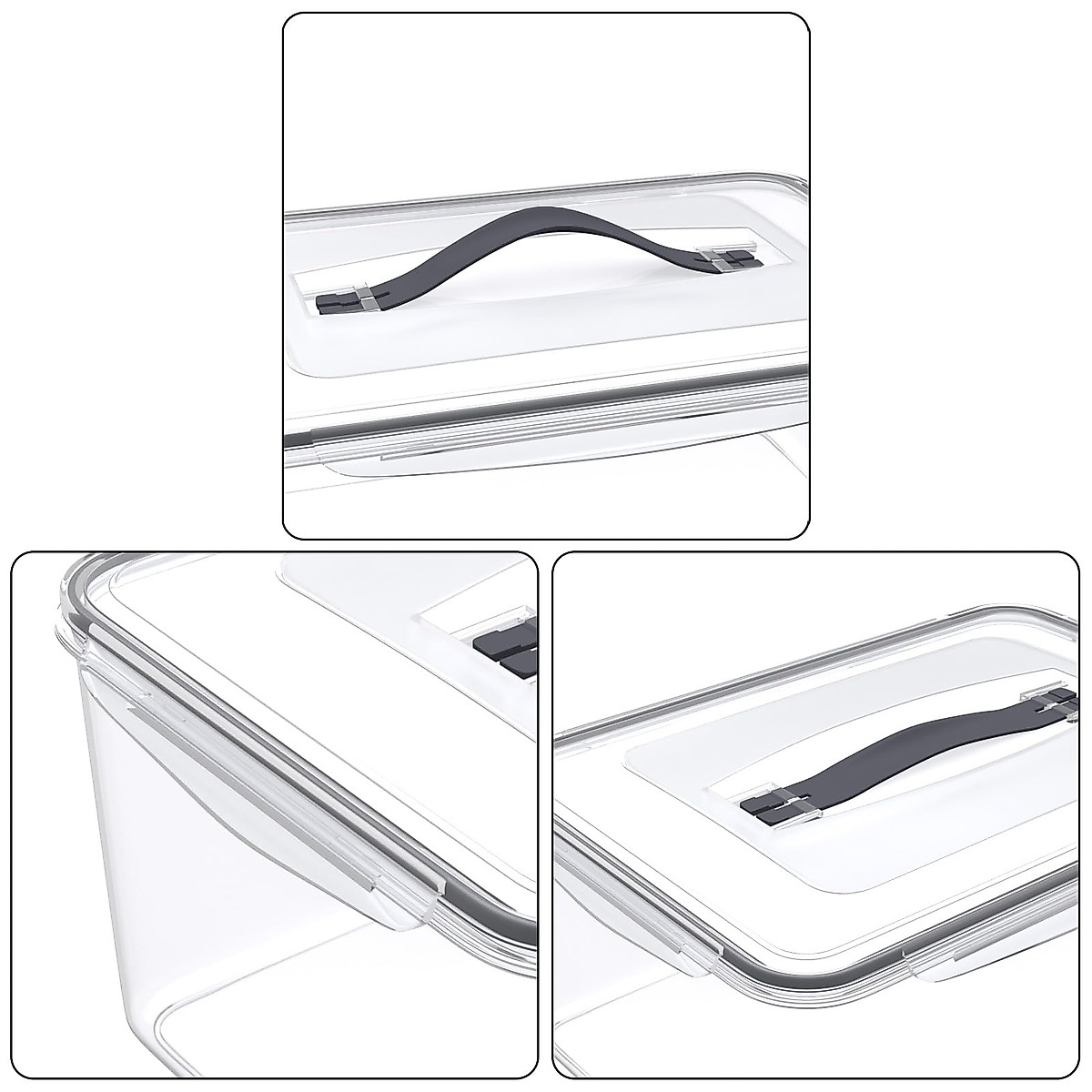 Drephia 6 Pack 15 L/63Cup Large Airtight Food Storage Containers with lid, Plastic Kitchen Fridge Pantry Organizers for Bread, Pet Food, Dry Food, Proof Dough, BPA Free