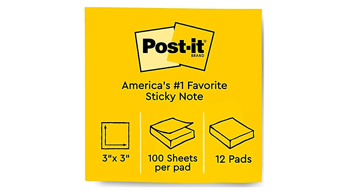 Post-it Notes 3x3 - 12 Pads Canary Yellow | America's #1