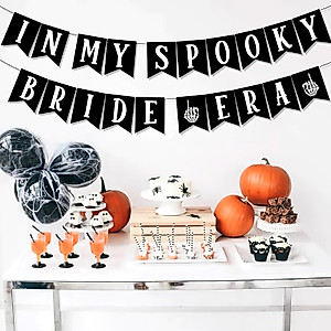 In My Spooky Bride Era Banner Halloween Bachelorette Banner Skeleton Bridal Shower Banner for Women Bride to Be Skull Wedding Engagement Bachelorette Party Decor Supplies
