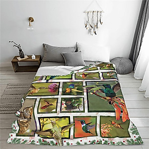 Hummingbird Blanket Bird Throw Blanket Soft Fleece Flannel Bedding Hummingbirds Gifts for Men Boys Women Girls Lovers Adults Stuff Plush for Couch Sofa Bed Room Decorl 40"X50"