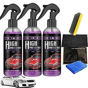 RJDJ 3 in 1 High Protection Quick Car Coating Spray, Car Scratch Nano Repair Spray, Plastic Parts Refurbish Agent, Quick Coat Car Wax Polish Spray for Cars (100ml, 3pcs)