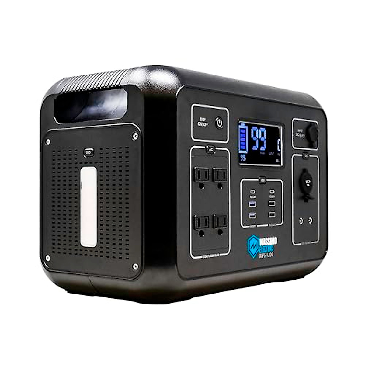 Portable Power Station | Massimo Back up Battery with Built-in AC/DC/USB Outlets| CPAP Power Supply, Solar Generator (Solar Panel Not Included) (1200W)